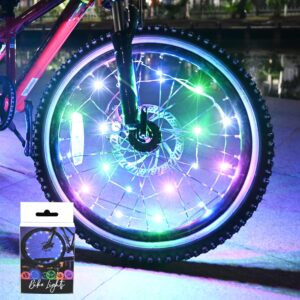 tinana led bike wheel lights ultra bright waterproof bicycle spoke lights cycling decoration safety warning tire strip light for kids adults night riding 1pack (multicolor)