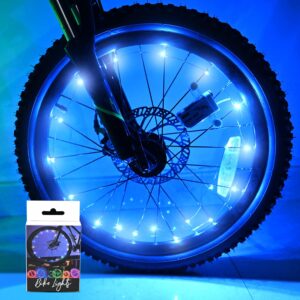 tinana led bike wheel lights (1 wheel pack) ultra bright waterproof bicycle spoke lights cycling decoration safety warning tire strip light for kids adults night riding(blue)