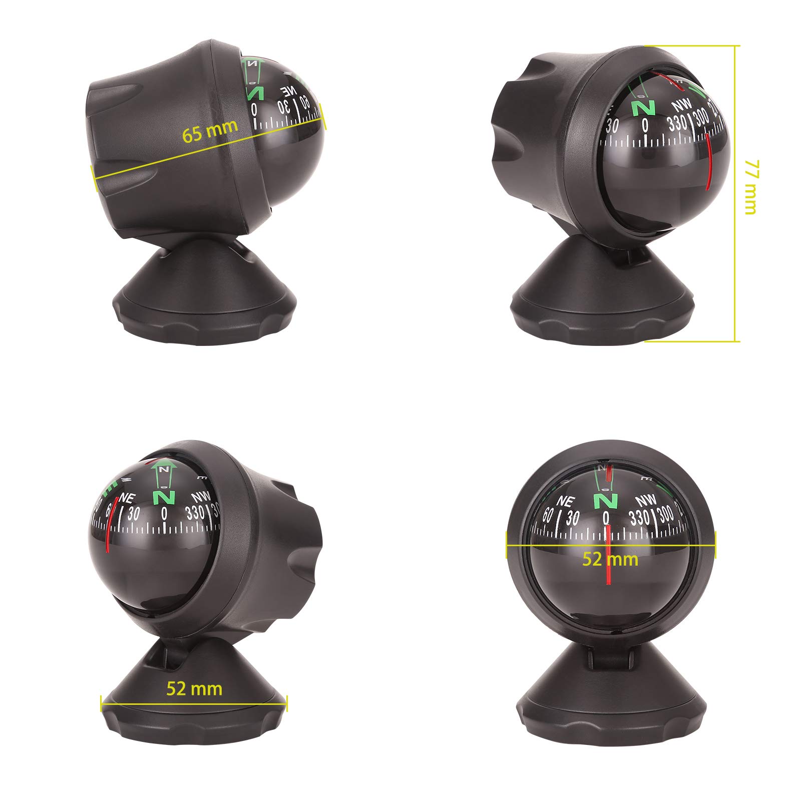 10L0L Golf Cart Compass Dash Mount Adjustable, Navigation Hiking Direction Pointing Guide Ball for Boat Truck Auto Car Outdoor