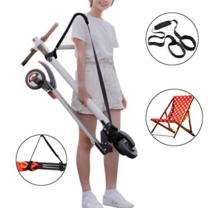 XccMe 2 Pack Adjustable Kick Scooter Shoulder Strap Kick Scooter Carrying Strap Universal Folding Chair Strap- No Further Damage to Your Back! (Chair Not Included， No Scooter)