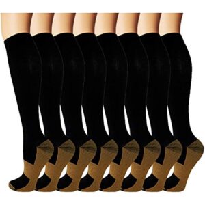 iseasoo copper compression socks for men & women circulation-best for running hiking cycling 15-20 mmhg(s/m), 8-pack