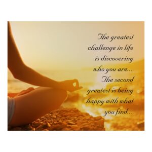 greatest challenge - inspirational wall decor, spiritual yoga pose meditation sunset print, motivational wall quotes for home decor, office decor, yoga studio decoration & gifts! unframed - 10x8