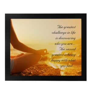 Greatest Challenge - Inspirational Wall Decor, Spiritual Yoga Pose Meditation Sunset Print, Motivational Wall Quotes for Home Decor, Office Decor, Yoga Studio Decoration & Gifts! Unframed - 10x8