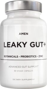 amen leaky gut supplements - advanced formula with bioavailable l glutamine, zinc, turmeric, licorice root - bowel and stomach probiotics & fermented prebiotics - vegan, non-gmo - 90 capsules