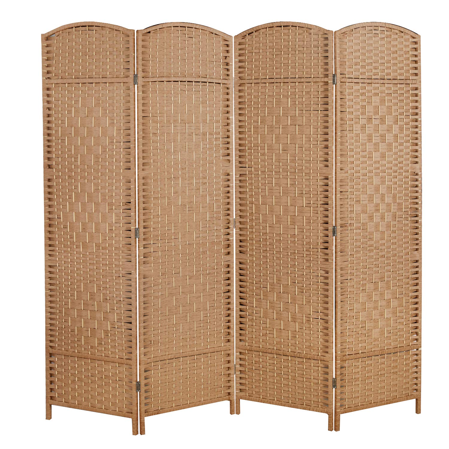 Cocosica 6 ft. Tall Room Divider and Folding Privacy Screen, Weave Fiber Foldable Panel Wall Divider with Diamond Pattern Weaved & 4 Panel Room Screen Divider Separator, Freestanding Room Divider…