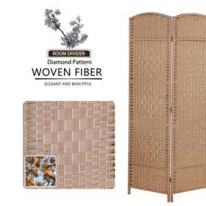 Cocosica 6 ft. Tall Room Divider and Folding Privacy Screen, Weave Fiber Foldable Panel Wall Divider with Diamond Pattern Weaved & 4 Panel Room Screen Divider Separator, Freestanding Room Divider…