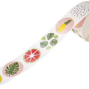 Chic Fruit and Floral Stickers / 500 Stickers per roll / 6 Colorful Fruit and Floral Designs