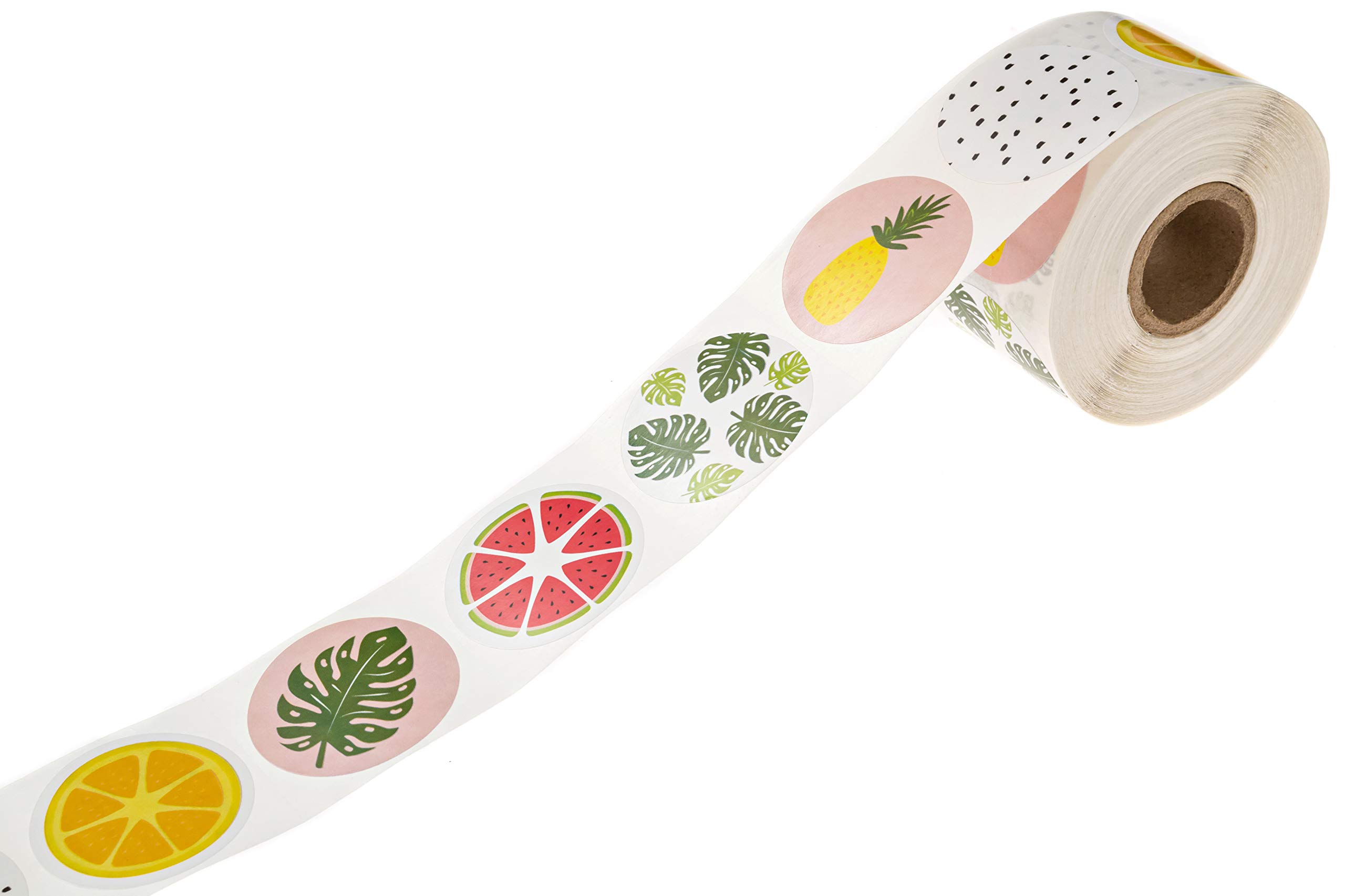 Chic Fruit and Floral Stickers / 500 Stickers per roll / 6 Colorful Fruit and Floral Designs