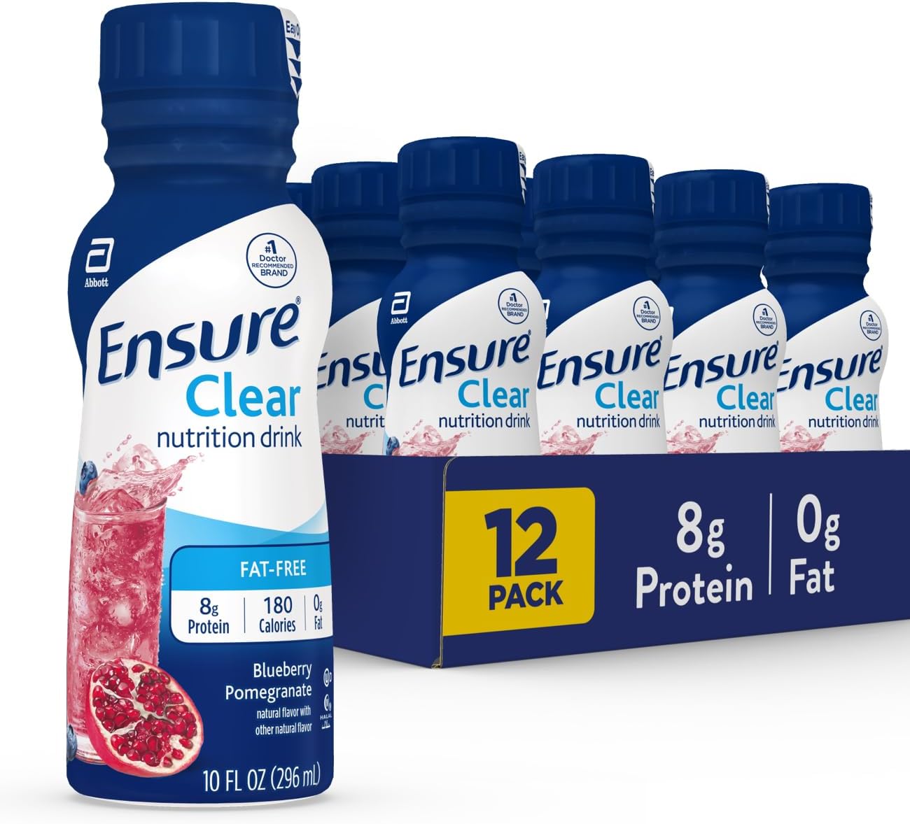 Ensure Clear Blueberry Pomegranate Nutrition Drink, Fat Free, 12 Pack