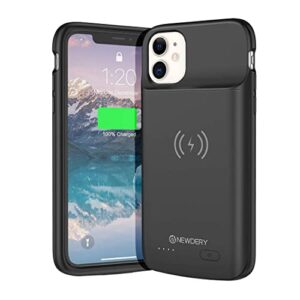 newdery battery case for iphone 11 qi wireless charging compatible, 5000mah extended rechargeable portable charger case for iphone 11 (6.1 inches)