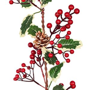 DearHouse 7FT Red Berry Christmas Garland with Pine Cone Garland Artificail Garland Indoor Outdoor Garden Gate Home Decoration for Winter Holiday New Year Decor