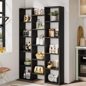 Tribesigns Modern Bookcase, 5-Shelf Storage Organizer Bookshelf with 14-Cube Display Book Shelf for Home Office, Living Room and Bedroom (Black)