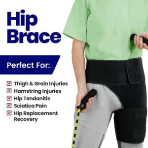 Hip Brace Thigh Compression Sleeve | Hip Sciatica Pain Relief Device Brace | Hamstring & Groin Compression Sleeve Wrap for Sciatic Nerve Relief | Hip Support Brace for Women & Men | Large / Right