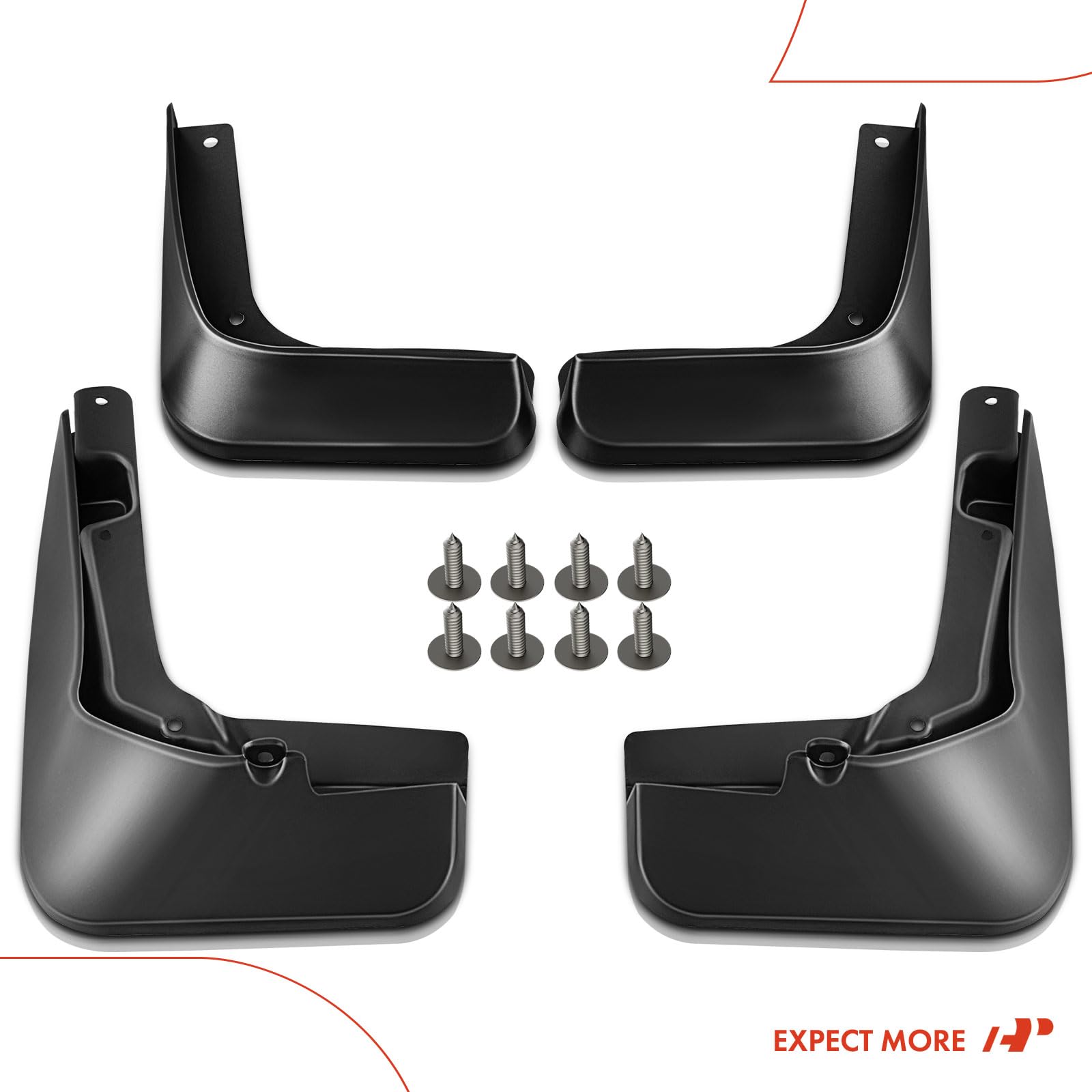 A-Premium Set of 4PCS Mud Flaps Splash Guards Mudguards Mudflaps with Hardware Kits Accessory Compatible with Ford Fusion, 2013-2018, Sedan, Black Color, Front LH RH and Rear LH RH