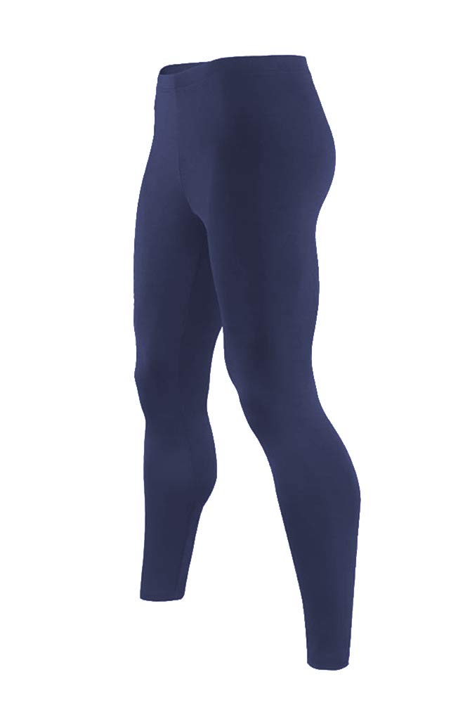 9M Mens Ultra Soft Thermal Underwear Leggings Bottoms - Compression Pants with Fleece Lined, Navy Blue, Medium