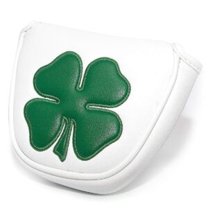 barudan golf green white shamrock golf headcover head covers magnetic mallet putter club cover protector synthetic leather well made for odyssey 2ball putters,scotty cameron,tayormade,ping (white)