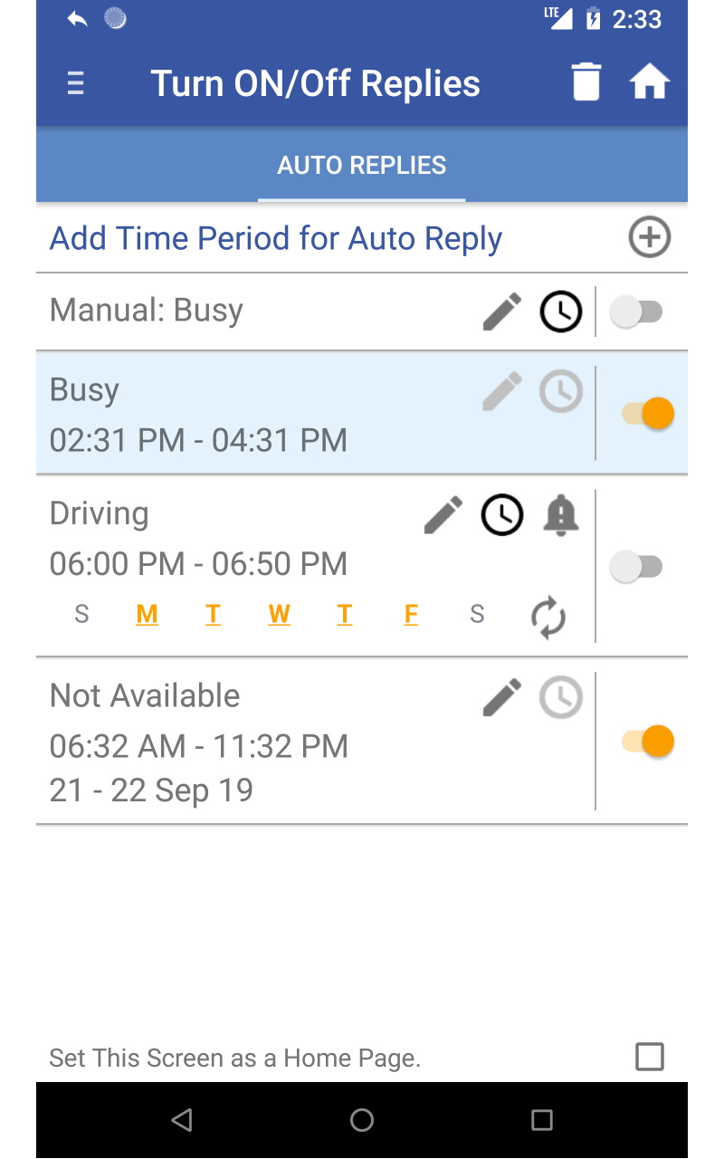 SMS Auto Reply PRO / Autoresponder / “Answering Machine”: auto reply with SMS or MMS to Missed Calls / Incoming Texts / WhatsApp, Facebook, Google Voice, once you would prefer not to be disturbed