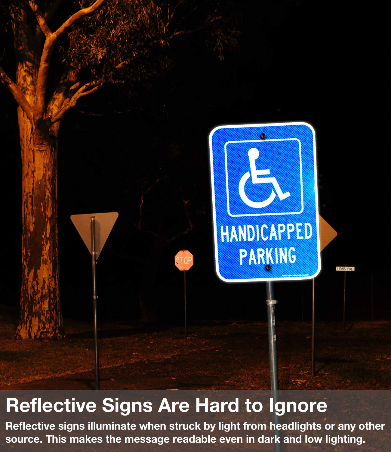 Handicap Parking Sign, with Picture of Wheelchair Sign, 18 x 12 Inches Engineer Grade Reflective Sheeting Rust Free Aluminum, Weather Resistant, Waterproof, Durable Ink, Easy to Mount