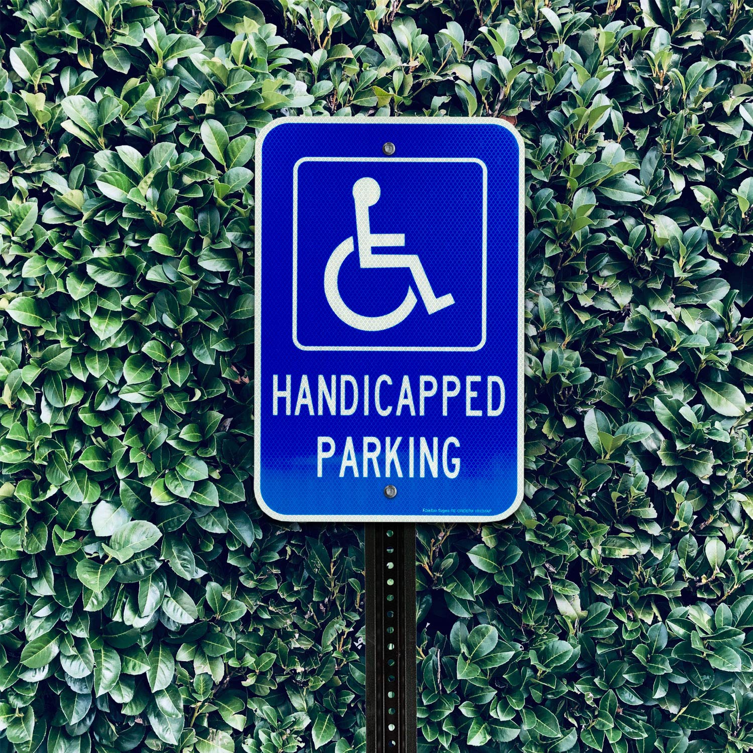 Handicap Parking Sign, with Picture of Wheelchair Sign, 18 x 12 Inches Engineer Grade Reflective Sheeting Rust Free Aluminum, Weather Resistant, Waterproof, Durable Ink, Easy to Mount