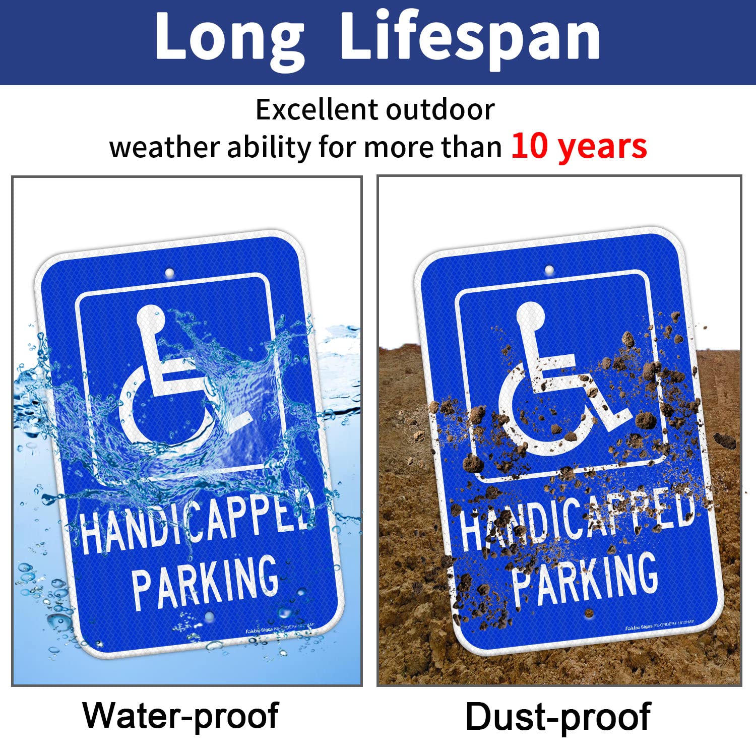 Handicap Parking Sign, with Picture of Wheelchair Sign, 18 x 12 Inches Engineer Grade Reflective Sheeting Rust Free Aluminum, Weather Resistant, Waterproof, Durable Ink, Easy to Mount