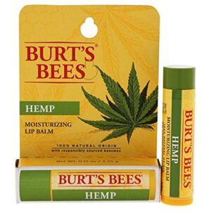 burts bees 100% natural origin moisturizing lip balm, hemp with beeswax, 0.15 oz