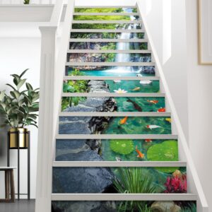 FLFK Stair Riser Decals - Stair Stickers Decals Peel and Stick,Stone Trail Stair Decals Self-Adhesive for Home Decor, 39.3" W x 7.08" H x 13Pcs