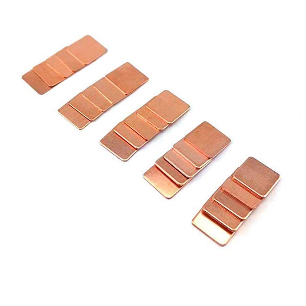 Easycargo 100pcs 12 sizes 15mm Copper Pad Shim Kit, Pure Copper Heatsink C1100, Low Profile Thermal Plate Cooler for Cooling PC Laptop GPU CPU IC Chips VGA RAM VRAM VRM PS5 M.2 SSD NVMe 2280 2242 2230