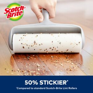 Scotch-Brite 50% Stickier Large Surface Roller Refill, Works Great On Pet Hair, 4 Refills, 60 Sheets Per Refill, 240 Sheets Total Gray