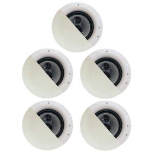 acoustic audio by goldwood csic84 frameless 8" in ceiling 5 speaker set 3 way home theater speakers, white, (model: csic84-5s)