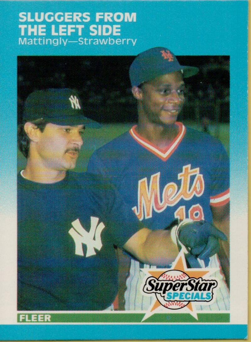 1987 Fleer #638 Don Mattingly/Darryl Strawberry New York Yankees/New York Mets Sluggers from the Left Side MLB Baseball Card NM-MT