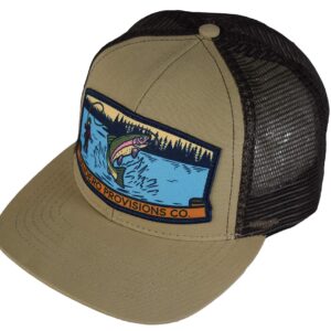 Sendero Provisions Co. Outdoor Snapback Hat with Fly Fishing Sublimated Patch & Mesh Back for Breathability (Khaki/Brown)