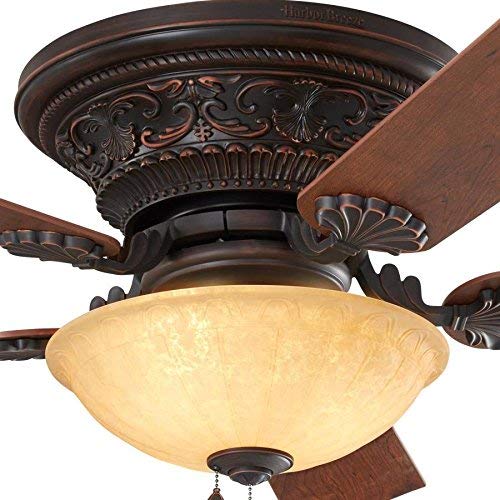 Harbor Breeze Lynstead 52-in Bronze LED Indoor Flush mount Ceiling Fan with Light Kit (5-Blade)