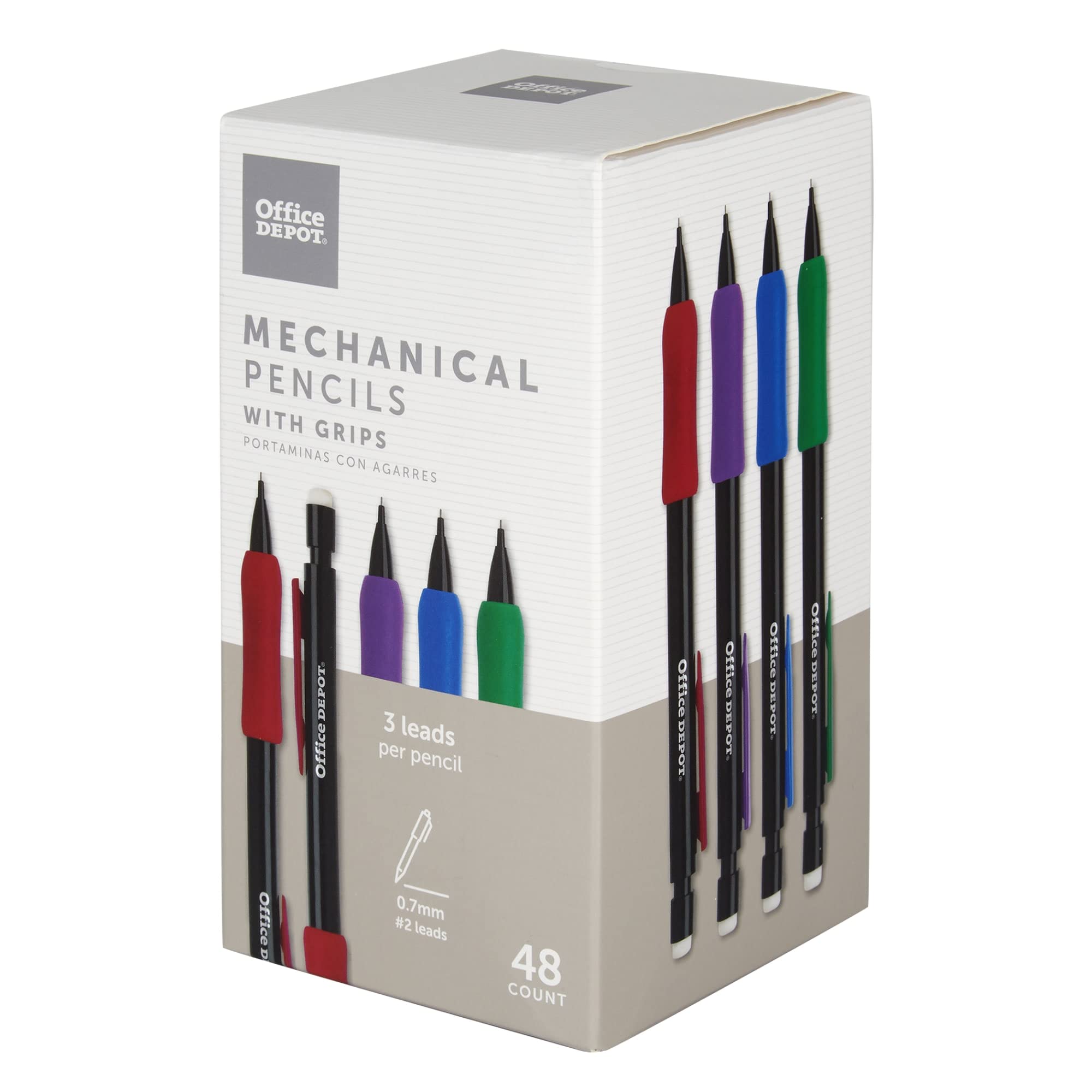 Office Depot® Brand Mechanical Pencils With Comfort Grip, 0.7 mm, Black Barrel, Pack Of 48 Pencils