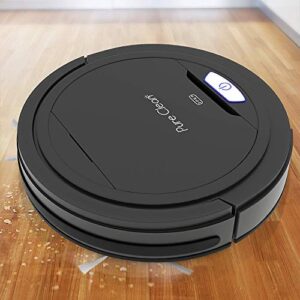 pucrc26b.9 automatic robot vacuum cleaner - robotic auto home cleaning for clean carpet hardwood floor - bot self detects stairs - air filter pet hair allergies friendly - pure clean