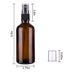 Hydior 4oz Amber Glass Spray Bottle for Essential Oil, Empty Fine Mist Spray Bottle, 6 Pack