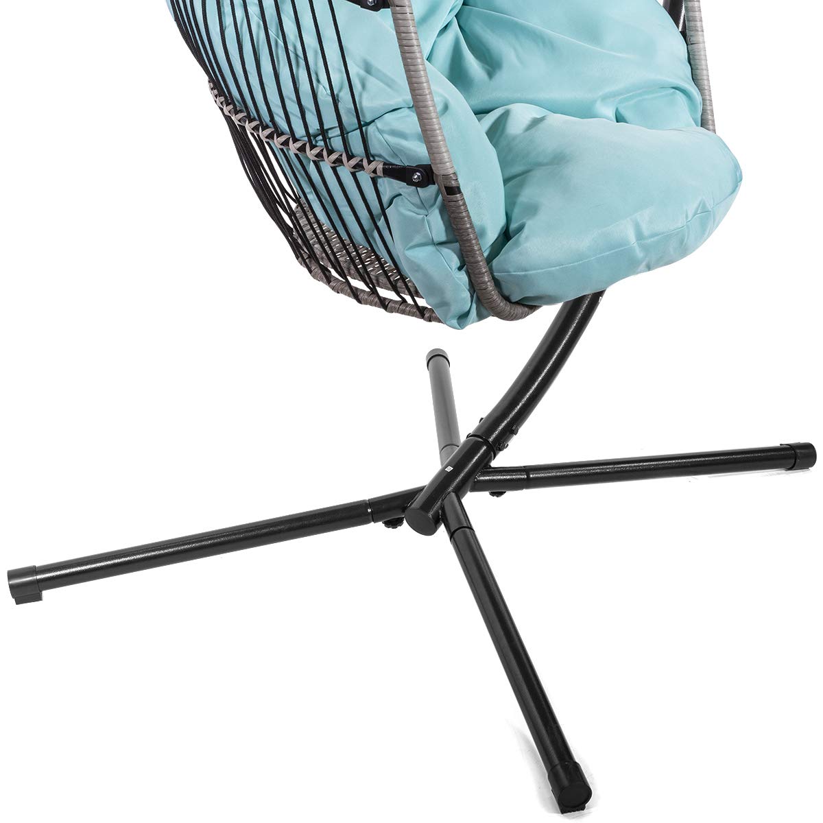 Barton Premium Egg Chair Egg Style Hanging Chair Blue w/Deep Cushion Soft Relaxing Luxury Outdoor Indoor Patio Bedroom Hanging Swinging