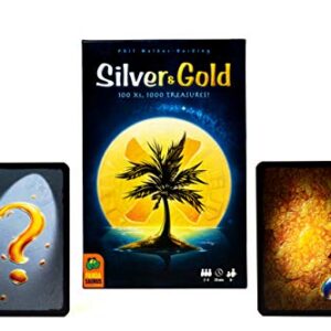 Pandasaurus Games Silver and Gold Card Game | Flip and Write Strategy Game | Fun Treasure Hunt Adventure Game for Adults and Kids | Ages 8+ | 2-4 Players | Average Playtime 20 Minutes | Made