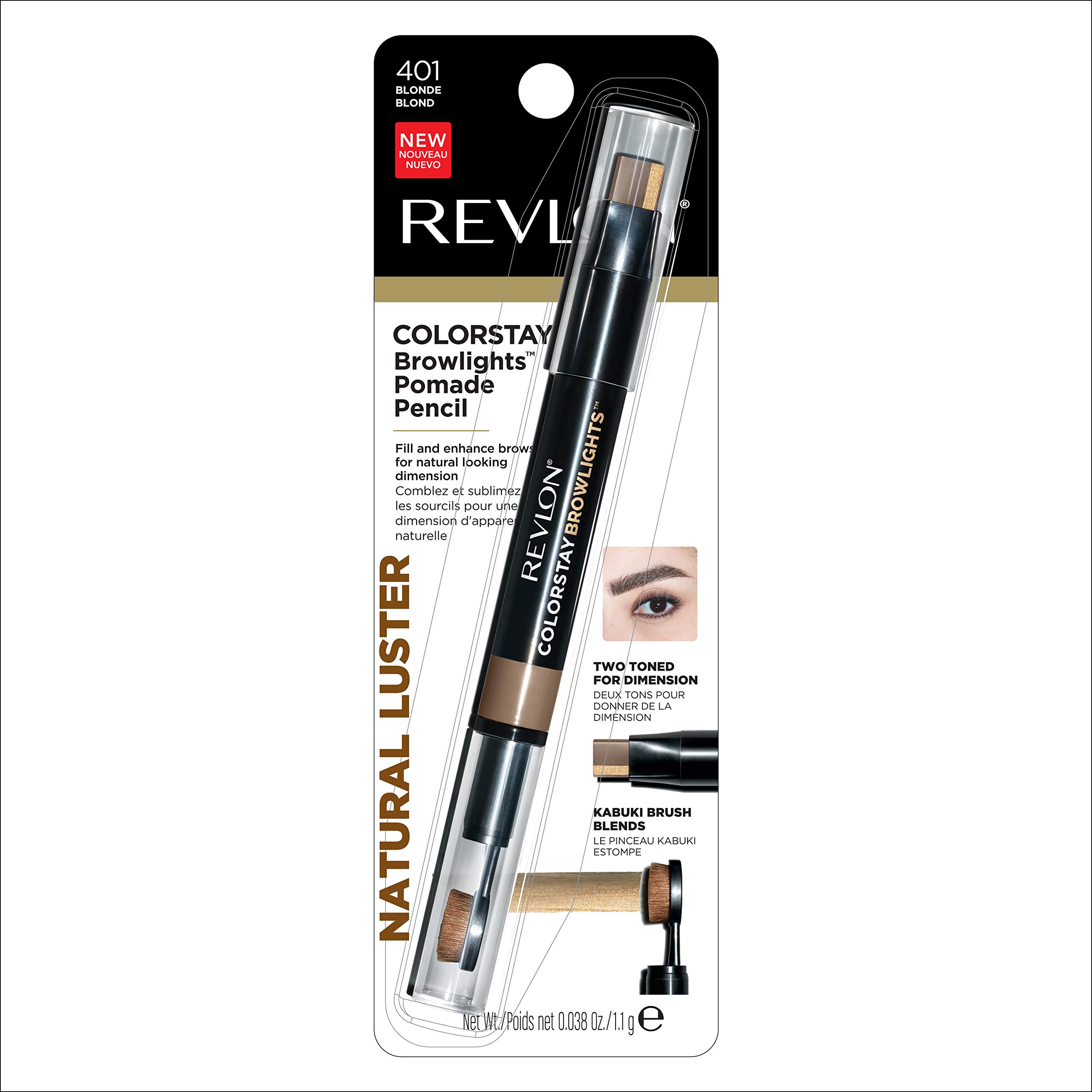 Revlon Colorstay Browlights Pencil, Eyebrow Pencil & Brow Highlighter, Blonde, 0.038 oz