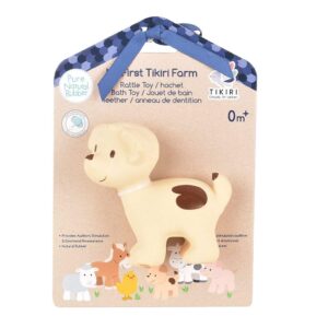 tikiri my first farm puppy natural rubber rattle (brown)