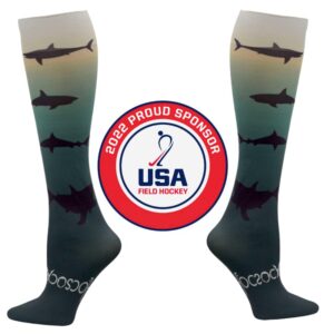 HOCSOCX Unisex Sharks Under Sock Rash Guards for Soccer Ice & Field Hockey Moisture Wicking Liners for Hiking Skiing | Medium