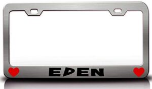 custom brother - eden w/hearts metal car suv truck license plate frame ch s64