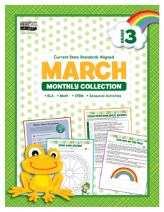 carson dellosa | march monthly bundle | ela, math, stem, grade 3, printable worksheets