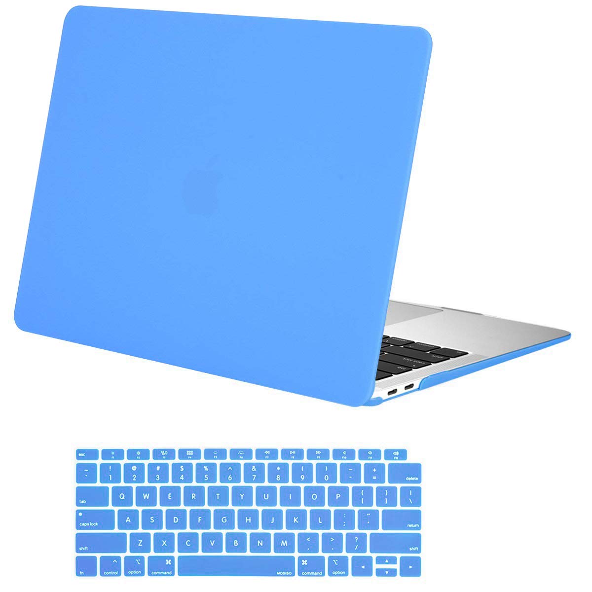 MOSISO Compatible with MacBook Air 13 inch Case 2022 2021 2020 2019 2018 Release A2337 M1 A2179 A1932 Retina Display with Touch ID, Plastic Hard Shell Case & Keyboard Cover Skin, Bright Blue