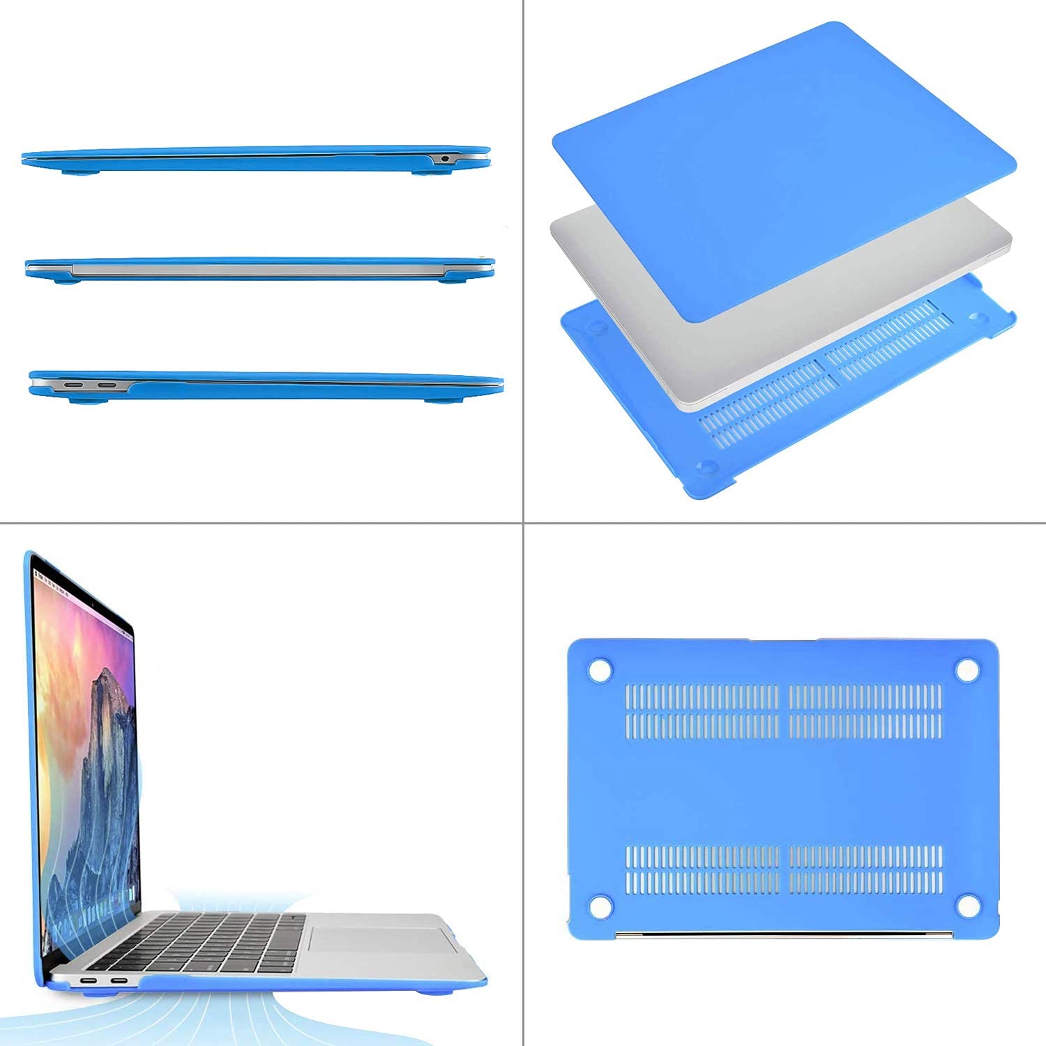 MOSISO Compatible with MacBook Air 13 inch Case 2022 2021 2020 2019 2018 Release A2337 M1 A2179 A1932 Retina Display with Touch ID, Plastic Hard Shell Case & Keyboard Cover Skin, Bright Blue