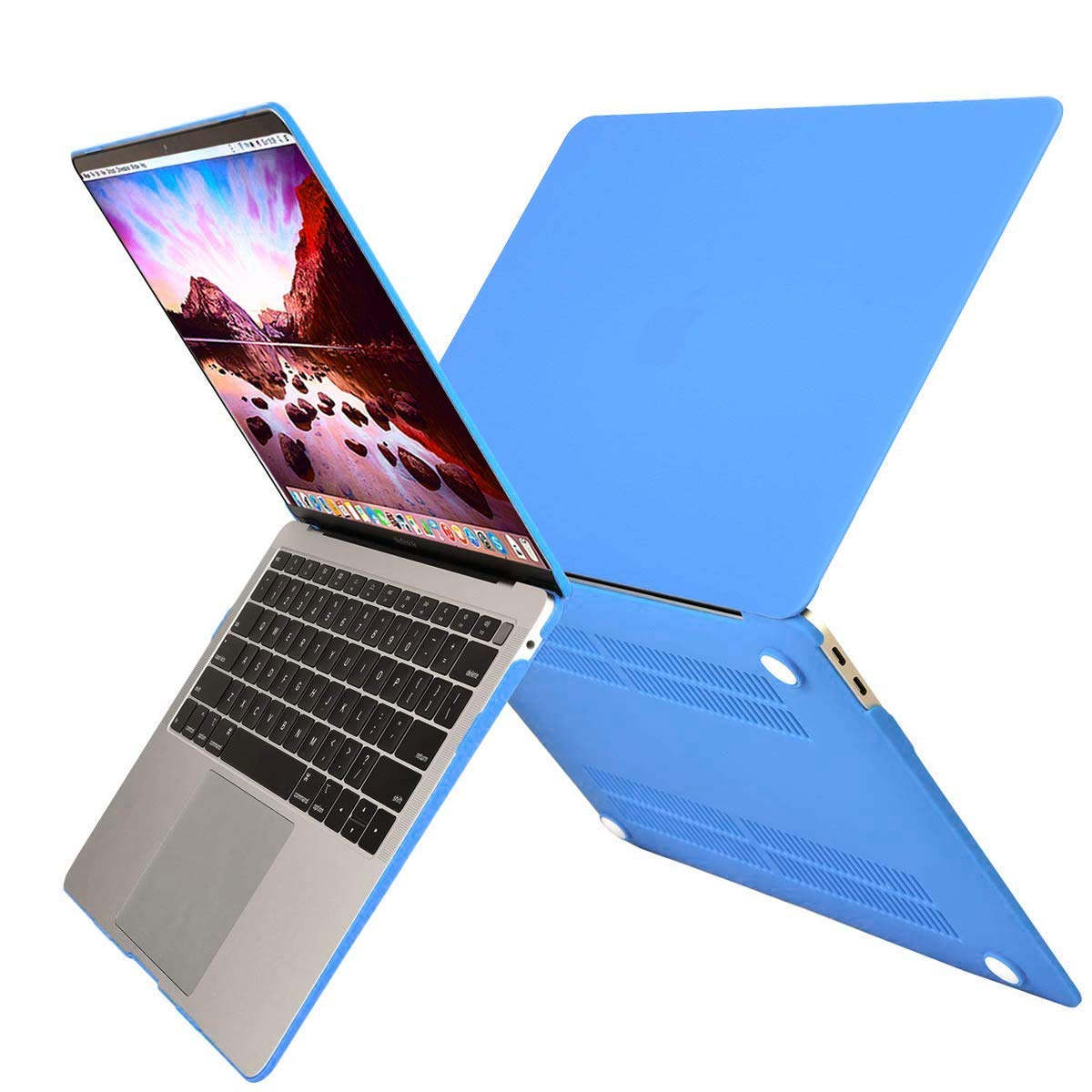 MOSISO Compatible with MacBook Air 13 inch Case 2022 2021 2020 2019 2018 Release A2337 M1 A2179 A1932 Retina Display with Touch ID, Plastic Hard Shell Case & Keyboard Cover Skin, Bright Blue