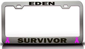 custom brother - eden survivor female cancer survivor metal car suv truck license plate frame ch x99