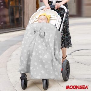 Baby Carseat Canopy, Opening Minky Car Seat Cover for Babies, Star Print Grey Car Seat Canopy Nursing Scarf, Warm Carseat Canopy for Newborn