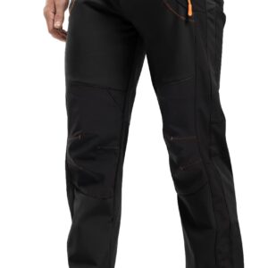 Rdruko Men's Snow Ski Pants Waterproof Insulated Winter Outdoor Hiking Fleece Pants with Belt(Black,US M)