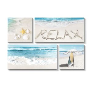 tar tar studio beach picture seaside wall art: starfish and seashell painting print canvas artwork for bedroom (overall 36" w x 24" h, multiple style)