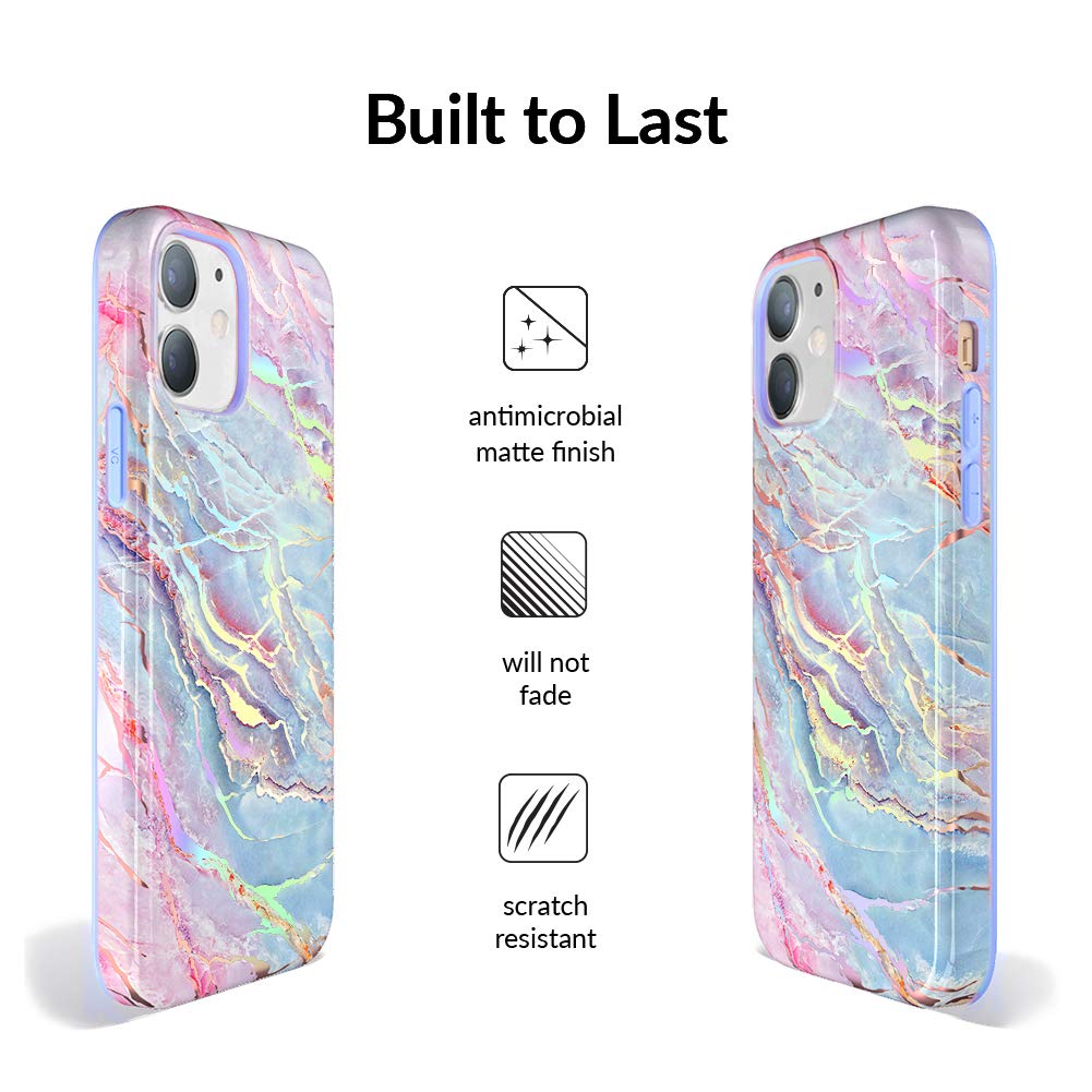 Velvet Caviar Compatible with iPhone 11 Case Marble for Women & Girls - Cute Protective Phone Cases (Pink Iridescent Holographic Blue)